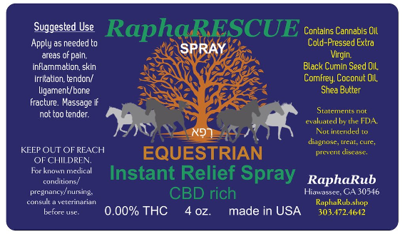 RaphaRESCUE EQUESTRIAN Instant Relief Spray 4oz – RaphaRub